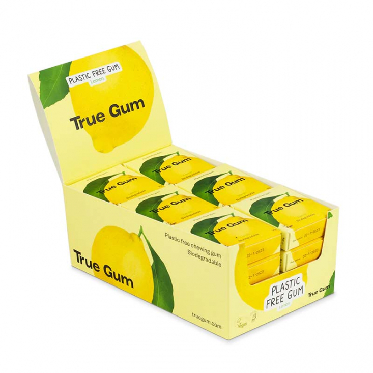 True Gum - Plastfritt Tuggummi Lemon, låda