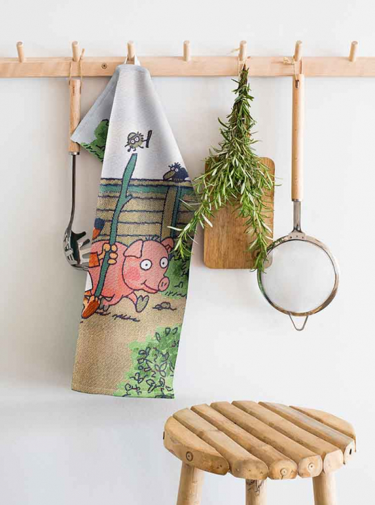 Promenad motiv av Mauri Kunnas på Ekologisk Handduk