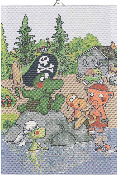 Badar motiv av Mauri Kunnas på Ekologisk Handduk